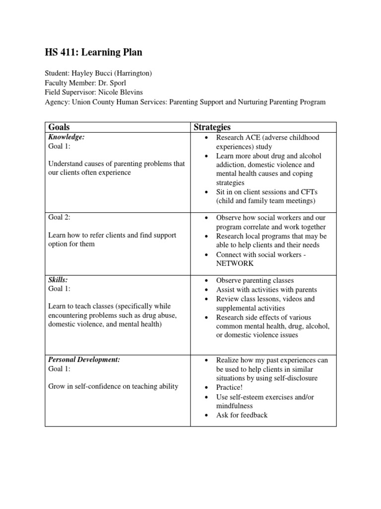 Learning Plan Worksheet | PDF | Parenting | Relationships