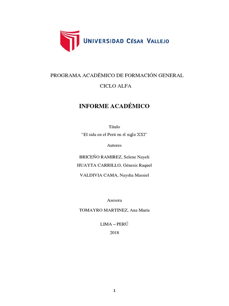 Portada Del Informe Académico 4 | VIH / SIDA | Virus