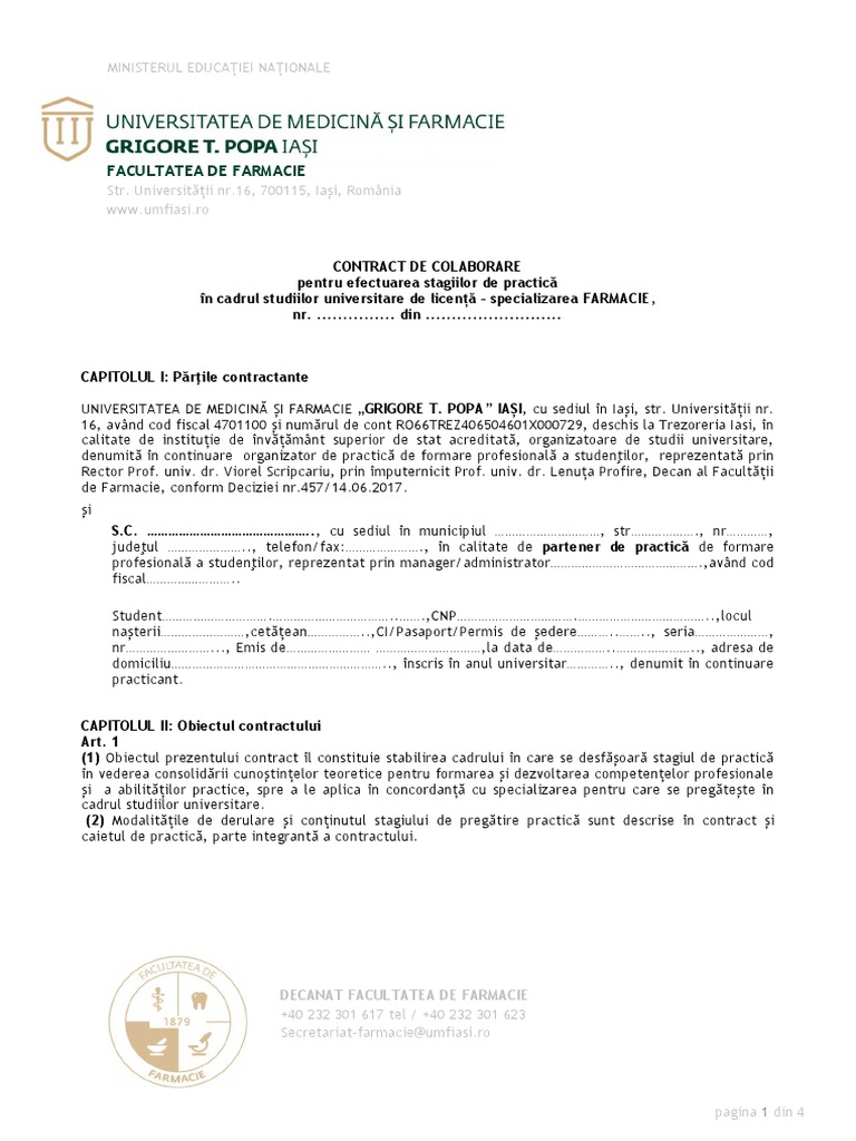 Contract de Colaborare 2017 2018 | PDF