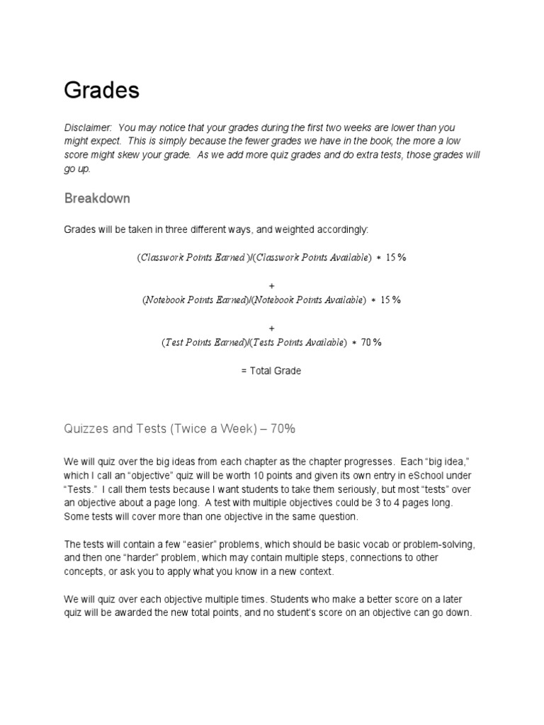 Grades: Breakdown | PDF | Quiz | Understanding