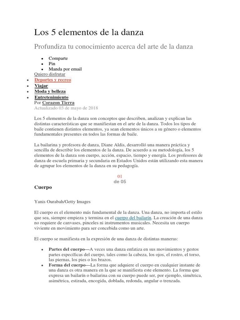 Los 5 Elementos de La Danza | PDF | Bailes | Ritmo