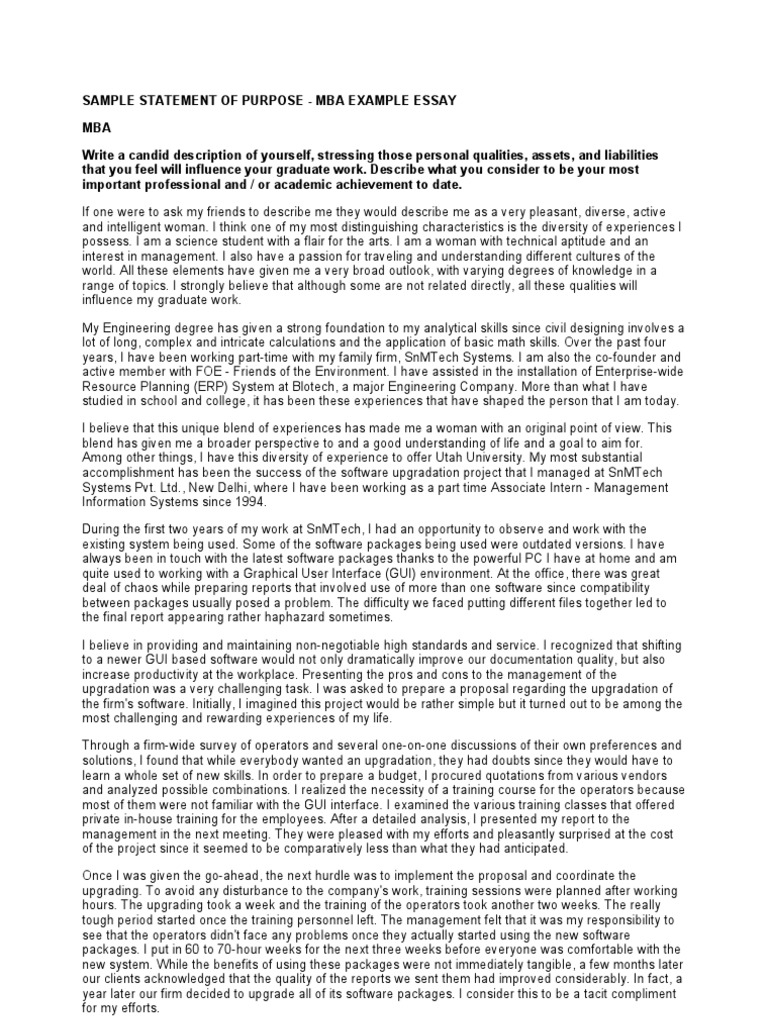 Sample - Sop-Statement of Purpose | PDF | Master Of Business ...