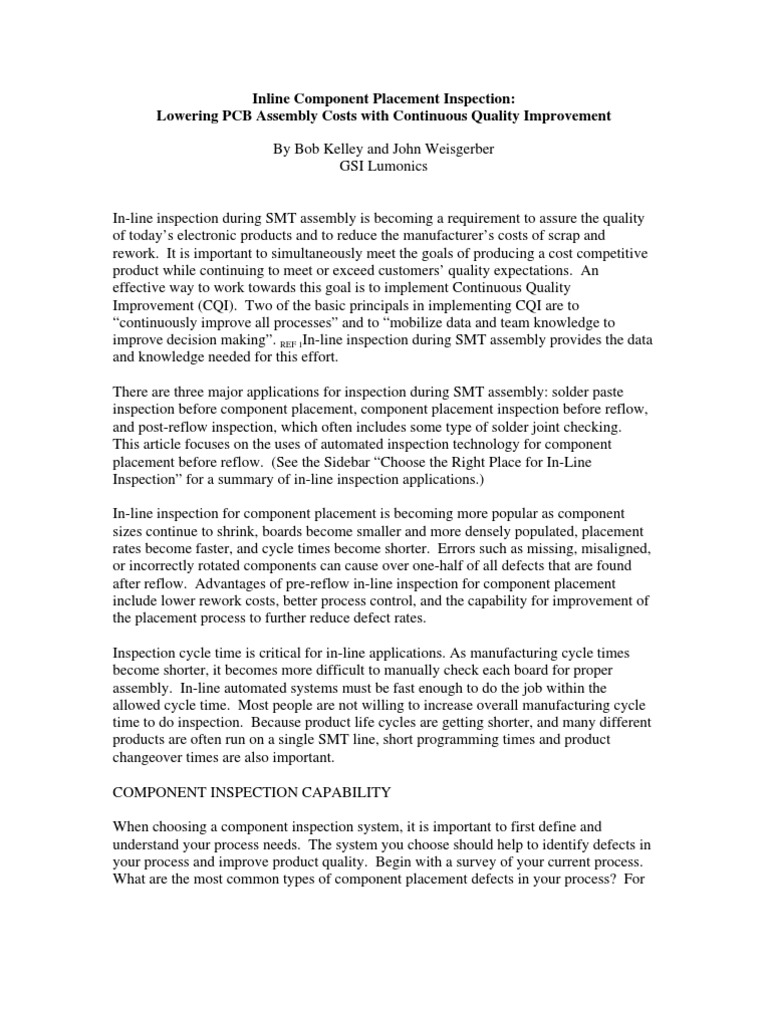 Inline Component Placement Inspection: Lowering PCB Assembly Costs With ...