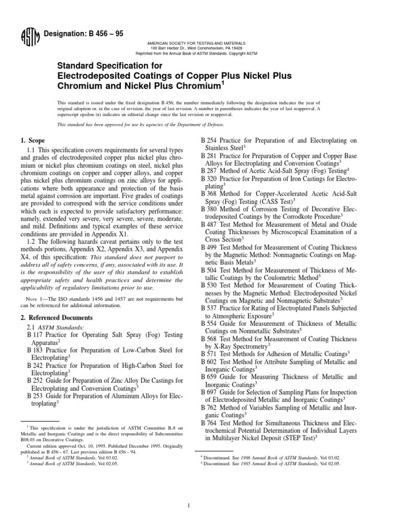 Astm B456 PDF | PDF | Corrosion | Chromium