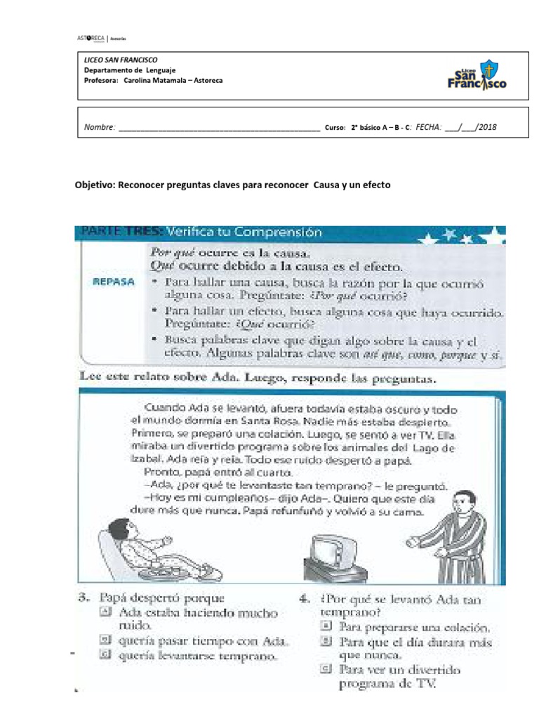 Evaluación de Causa y Efecto en Lectura | PDF