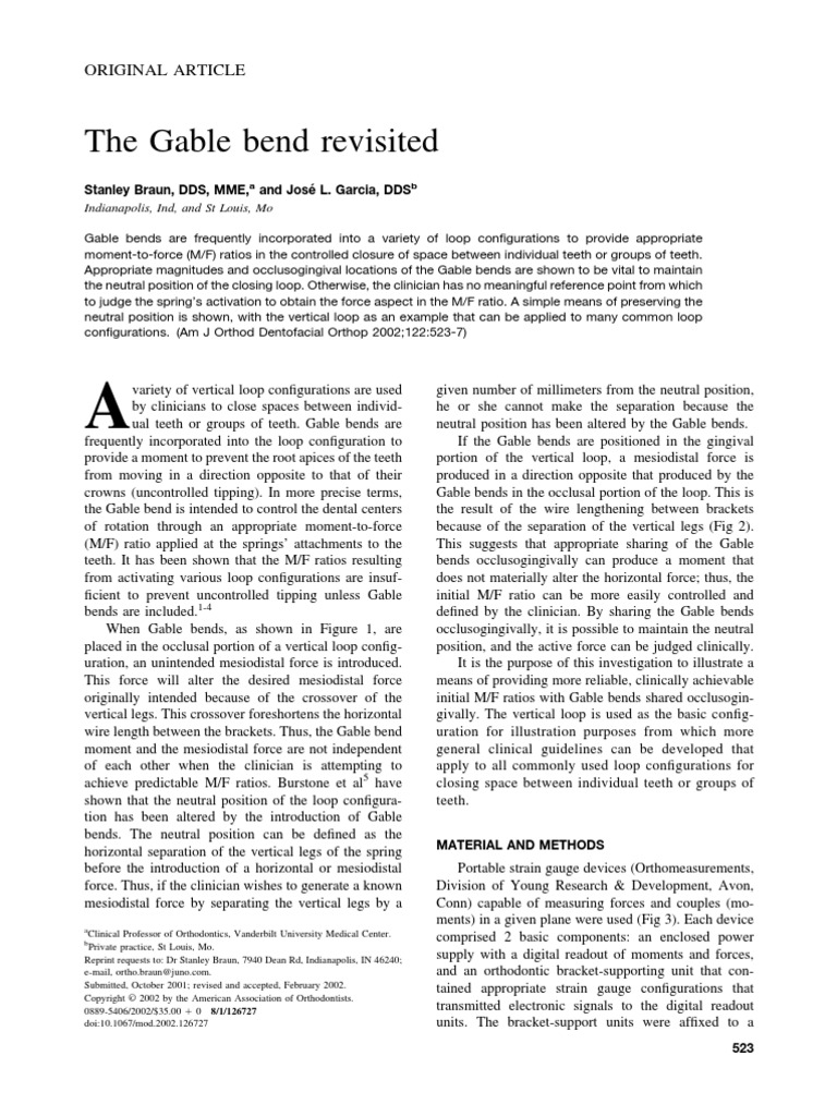 Gable Bend PDF | PDF | Orthodontics | Nature