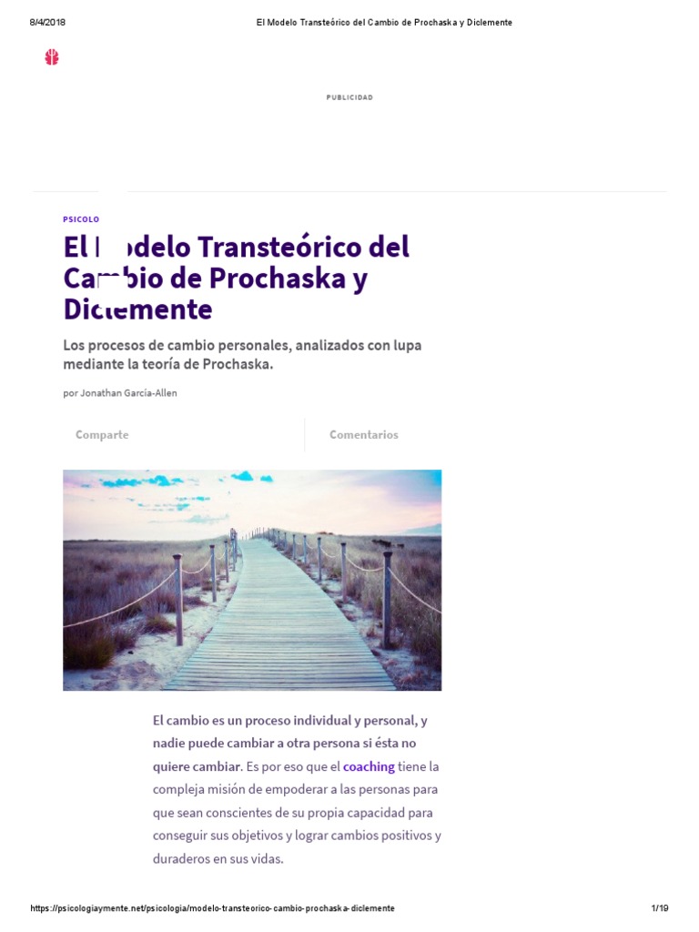El Modelo Transteórico Del Cambio de Prochaska y Diclemente | PDF ...