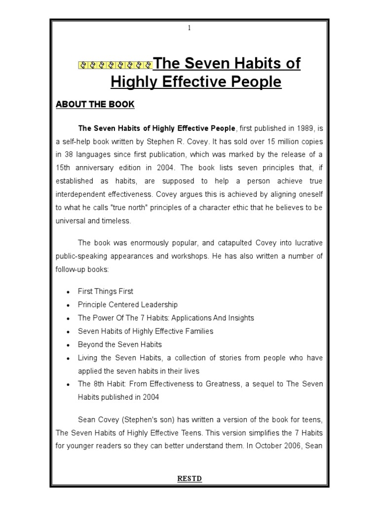 7 Habits of Effective People | PDF | Psychological Concepts | Psychology