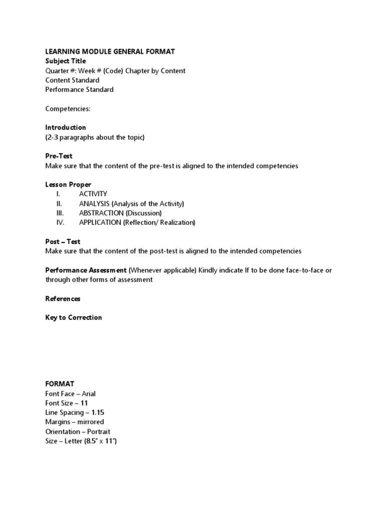 Learning Module Format Guide | PDF
