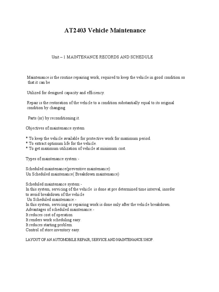 Vehicle Maintenance PDF | PDF | Carburetor | Soldering