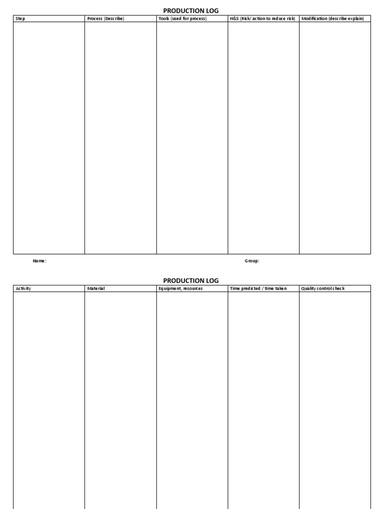 Production Log A4 | PDF