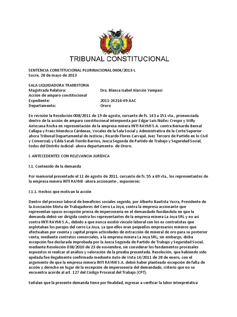 SCP 0404 2013 L | PDF | Jurisdicción | Debido al proceso