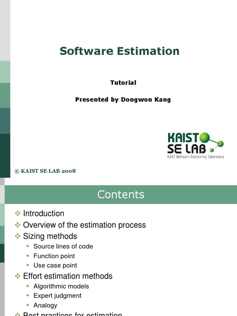 Software Estimation Techniques Guide | PDF | Top Down And Bottom Up ...