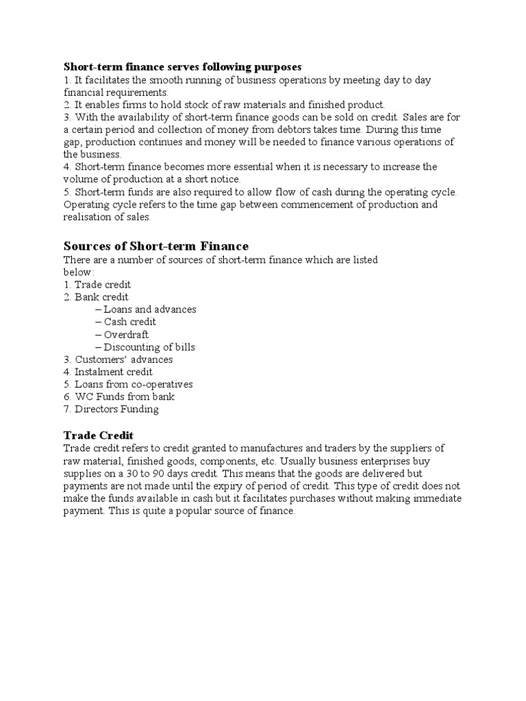 An Overview of Short-Term Financing Options and Their Uses in Business ...