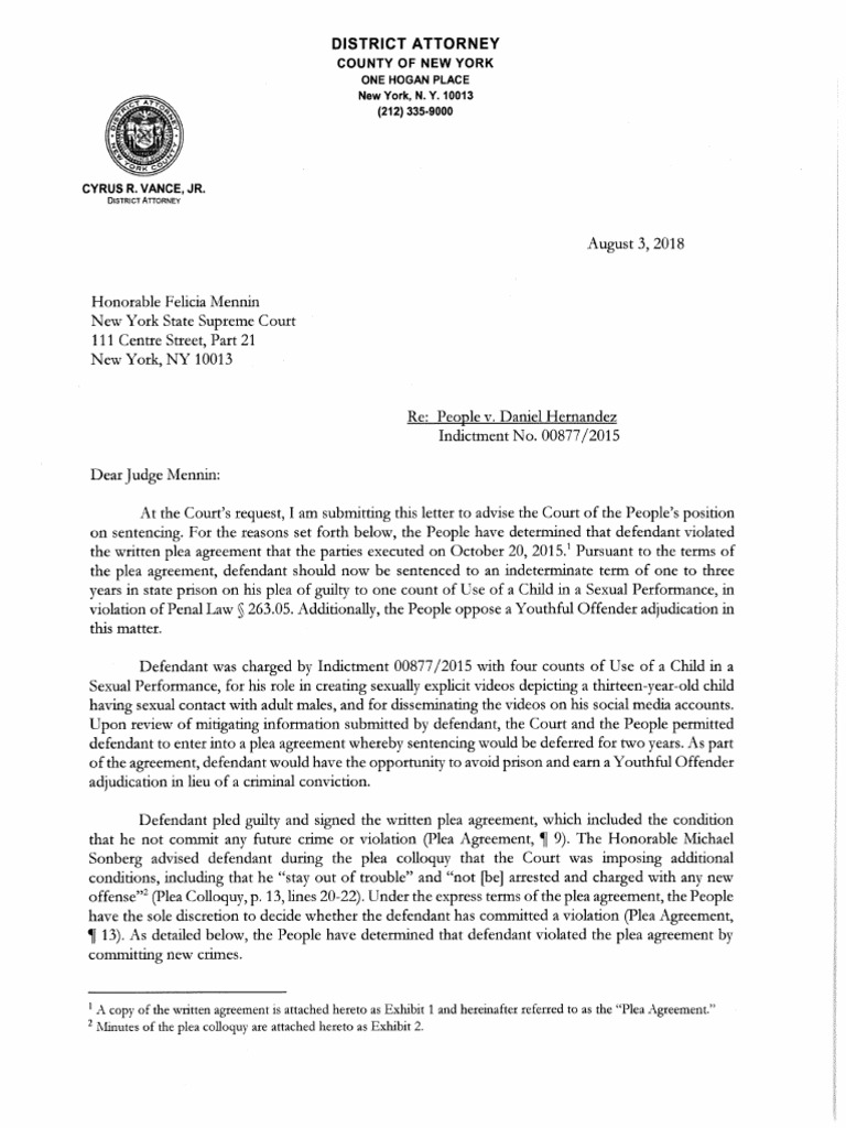 8.3.18 Hernandez Sentencing Letter