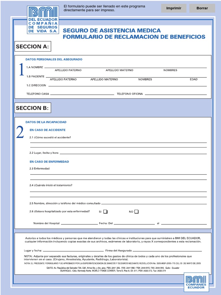 Formulario de Reembolso BMI | PDF