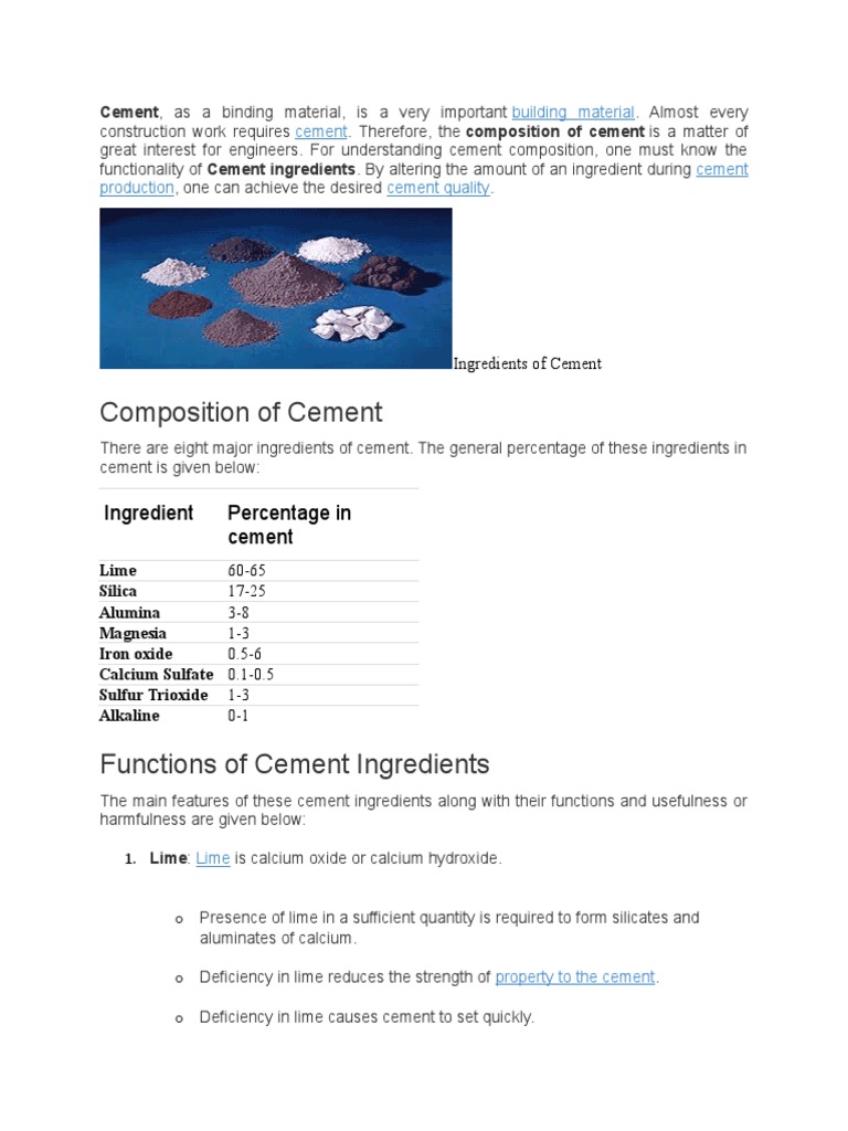 Cement Composition | PDF | Cement | Aluminium Oxide