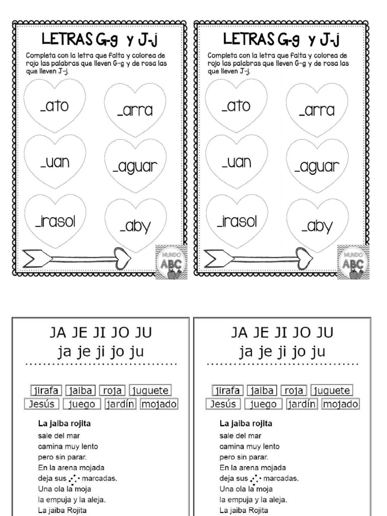 Actividad Letra J | PDF