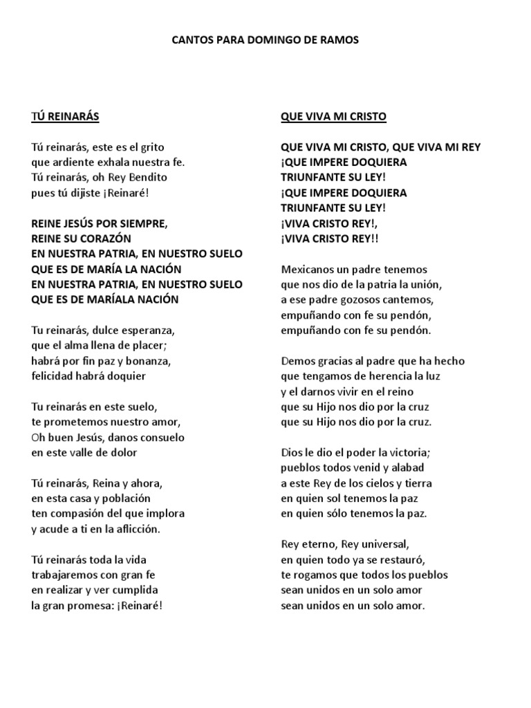 Cantos para Domingo de Ramos | PDF | Cristo (título) | eucaristía