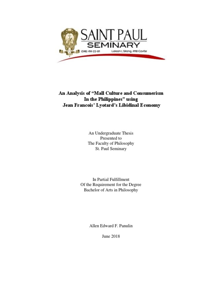 An Analysis of "Mall Culture and Consumerism in The Philippines" Using ...