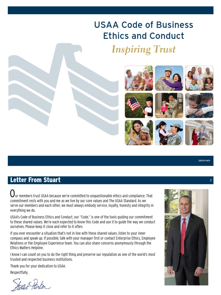USAA Code of Conduct | PDF | Corruption | Insider Trading