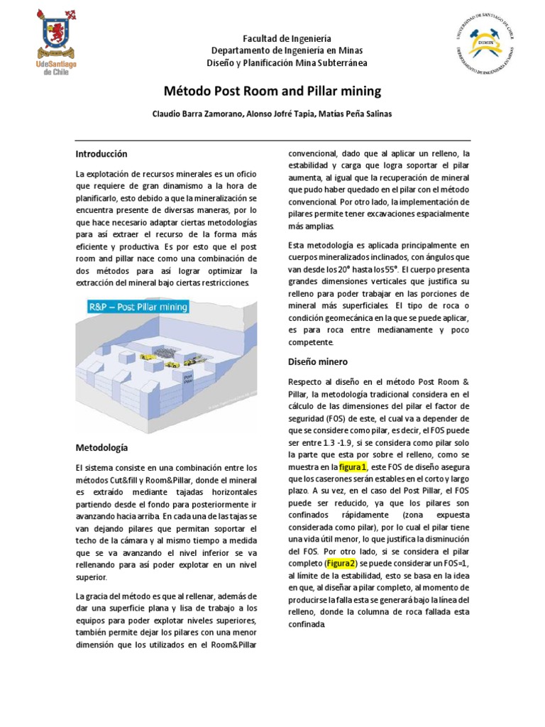 Método Post Room and Pillar Mining | PDF | Minería | Diseño