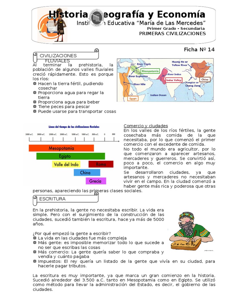 Ficha 14 Primeras Civilizaciones | PDF | Babilonia | Mesopotamia