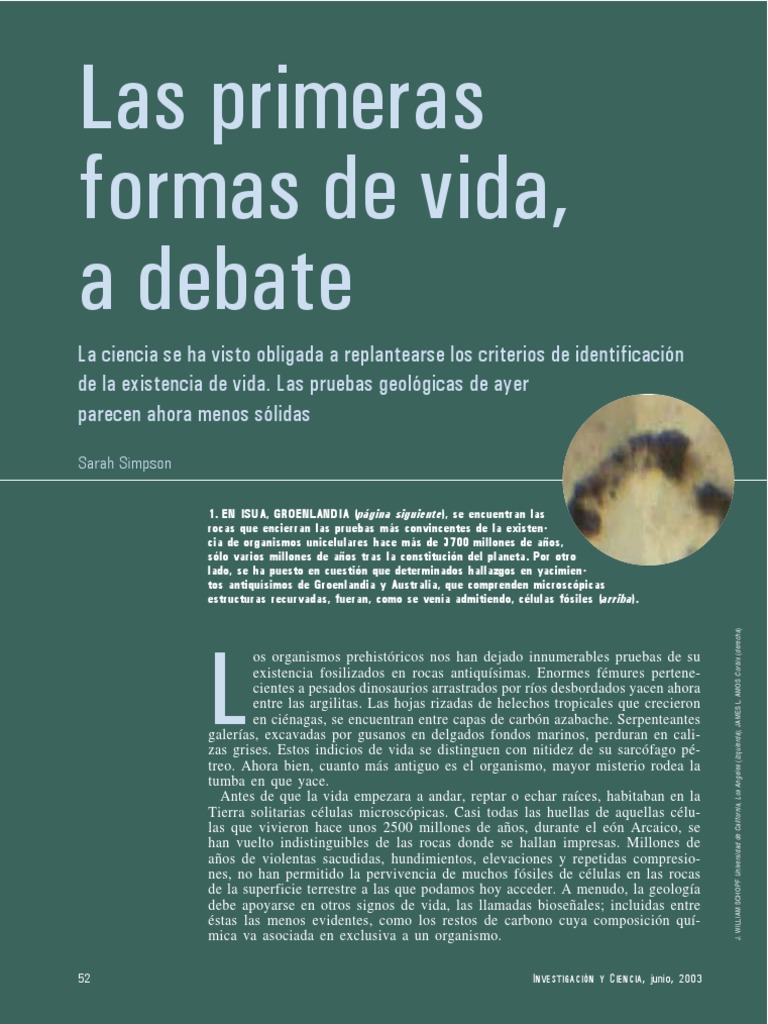 Primeras Formas de Vida | PDF | Fósil | Carbón