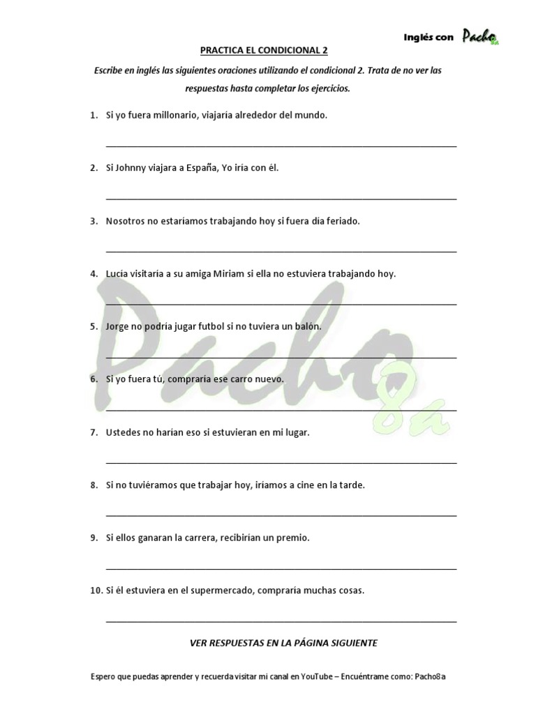 Practica el Condicional 2 | PDF | Ocio