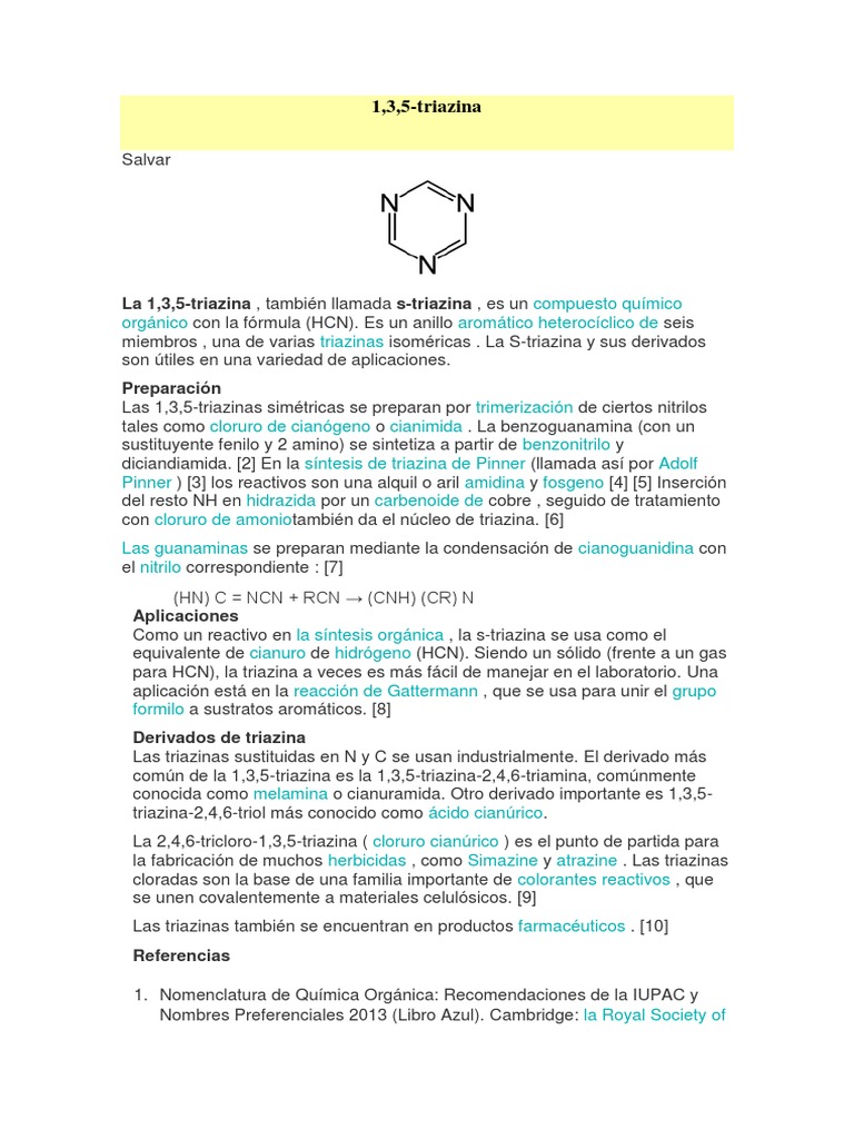 Compuestos y aplicaciones de triazina | PDF | Compuestos químicos ...