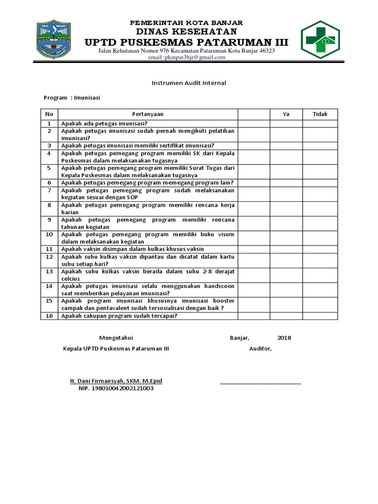Form Audit Internal | PDF