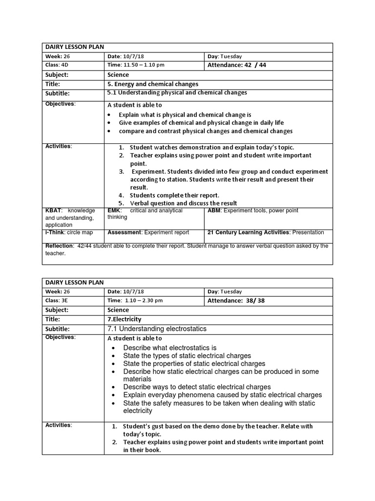 lesson plan | Lesson Plan | Chemical Reactions | Free 30-day Trial | Scribd