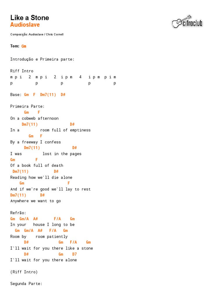 Cifra Club - Audioslave - Like A Stone Piano | PDF