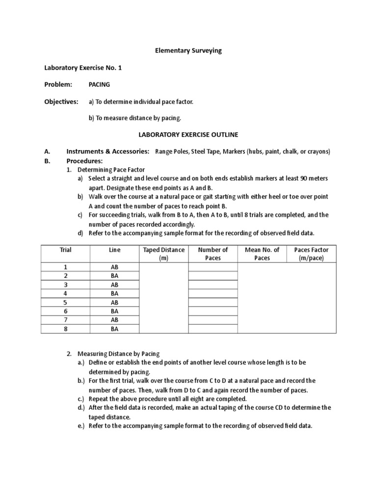 Lab Exercise No. 1 | PDF | Surveying | Metre