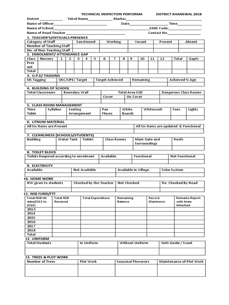 Inspection Performa | PDF