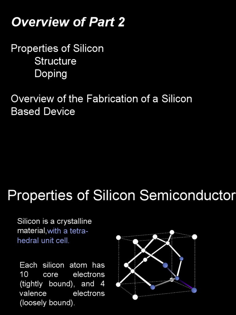 Overview of Part 2: Properties of Silicon Structure Doping Overview of ...
