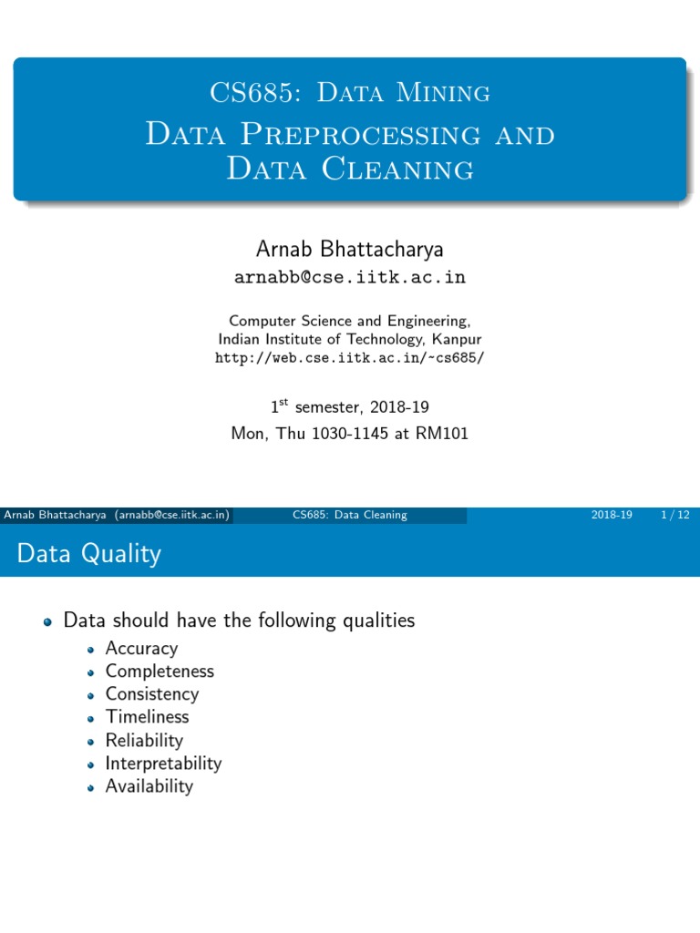 Data Preprocessing and Data Cleaning | PDF | Level Of Measurement | Accuracy And Precision