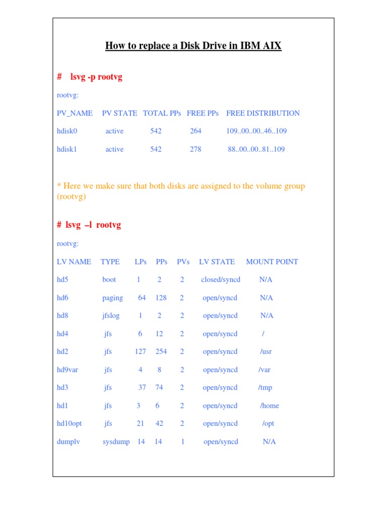 Replacing a Disk in IBM AIX | PDF | Booting | Computer Data