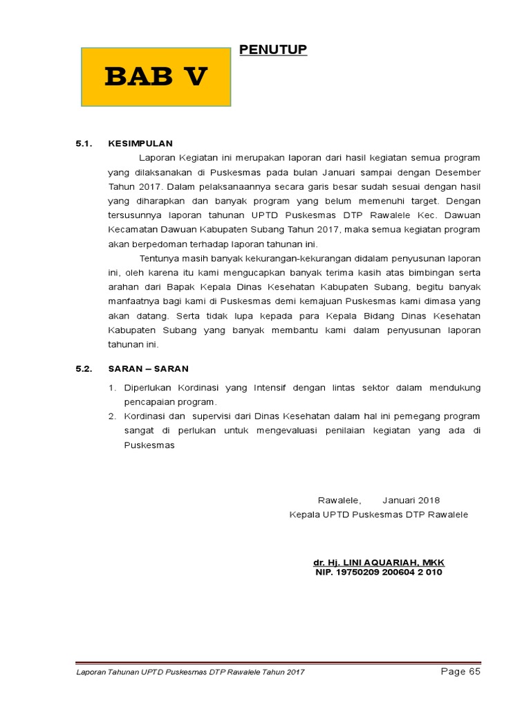 Bab V Penutup Laporan Tahunan 2017 | PDF
