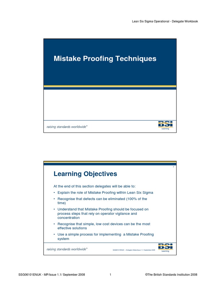 Mistake Proofing Techniques | PDF | Ac Power Plugs And Sockets