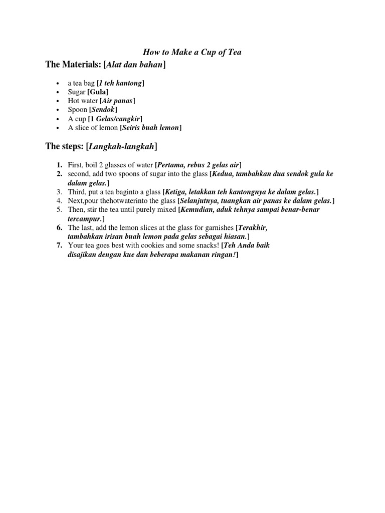 How To Make A Cup of Tea | PDF