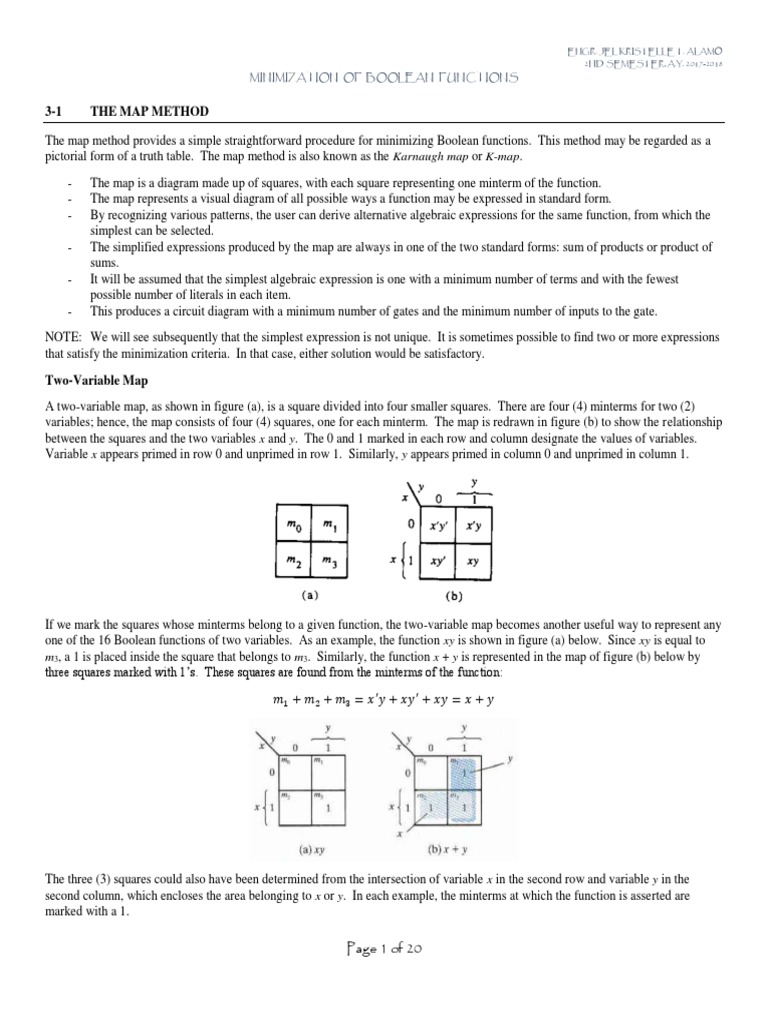 3-1 The Map Method: Minimization of Boolean Functions | PDF | Boolean ...