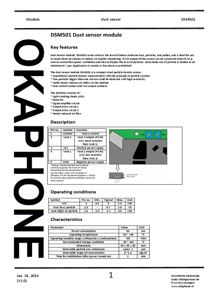 Dust Sensor Module DSM501 Technical Overview | PDF | Hvac | Sensor