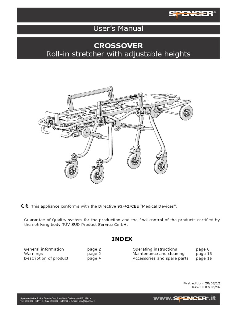Spencer Stretcher Crossover - Rev3 - En-Manual PDF | PDF | Medical Device | Screw