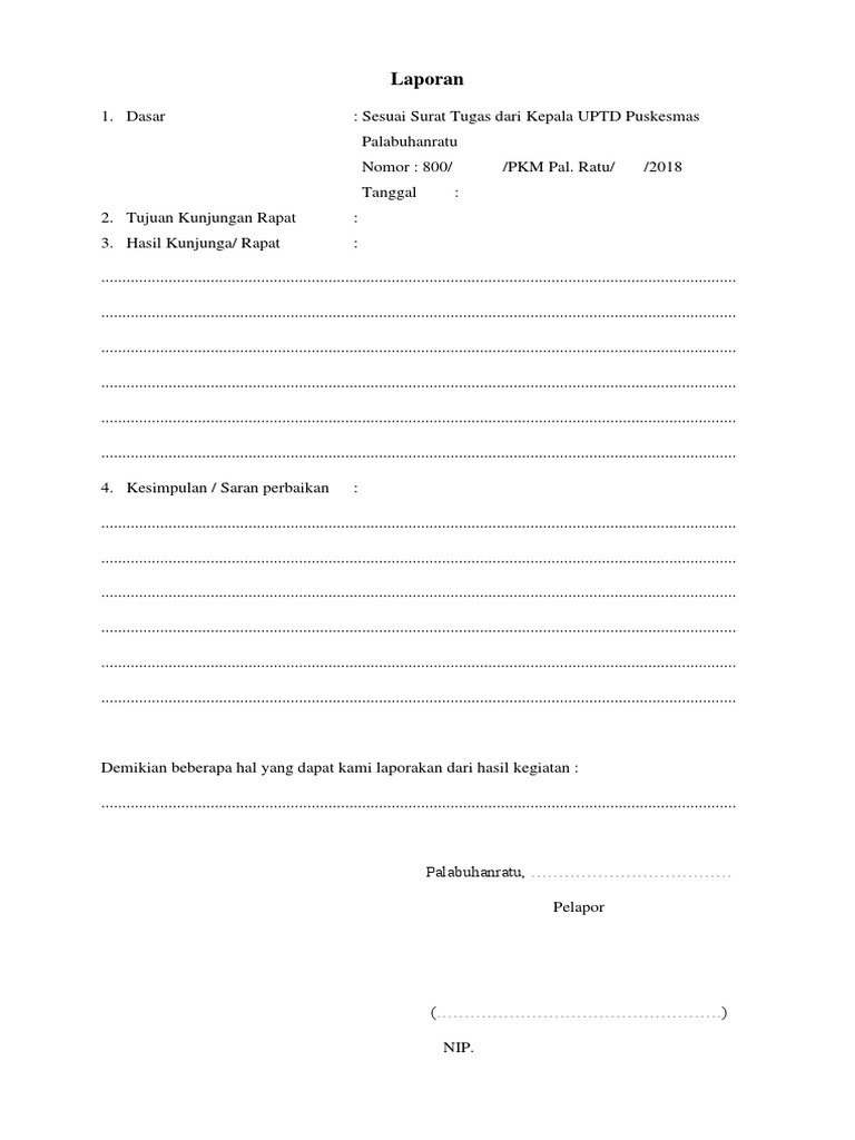 Format Laporan Kegiatan Rapat | PDF