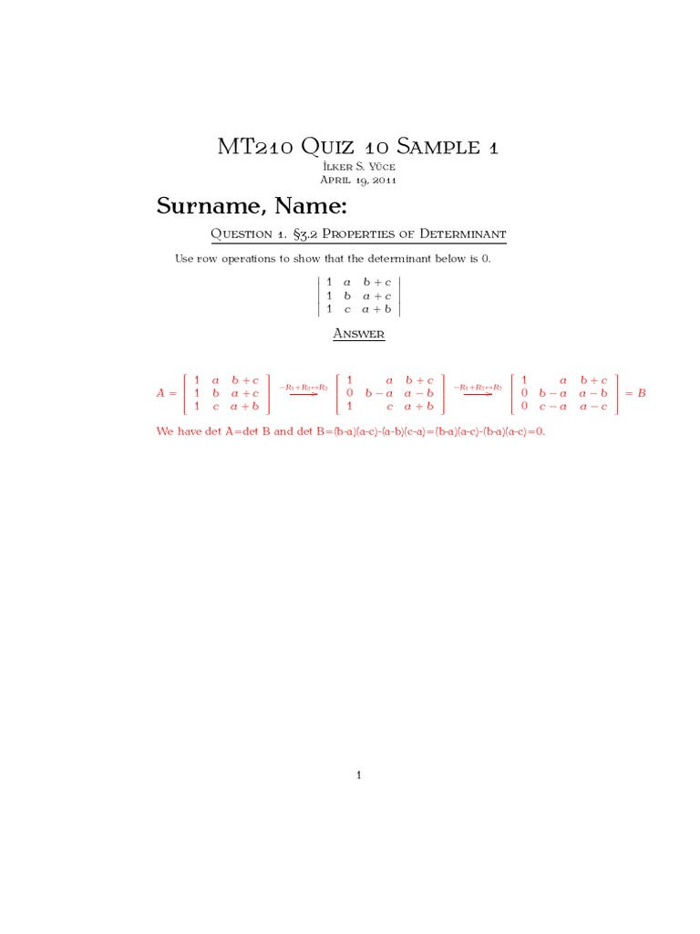 Mt210 Quiz 10 Sample 1 Surname, Name:: Question 1. 3.2 Properties of ...