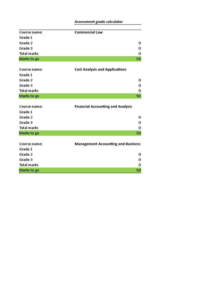 Course Grade Assessment Calculator | PDF