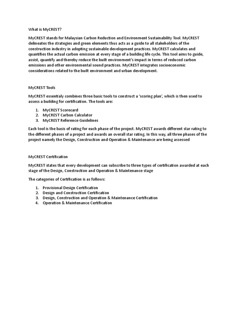 What Is MyCREST | PDF