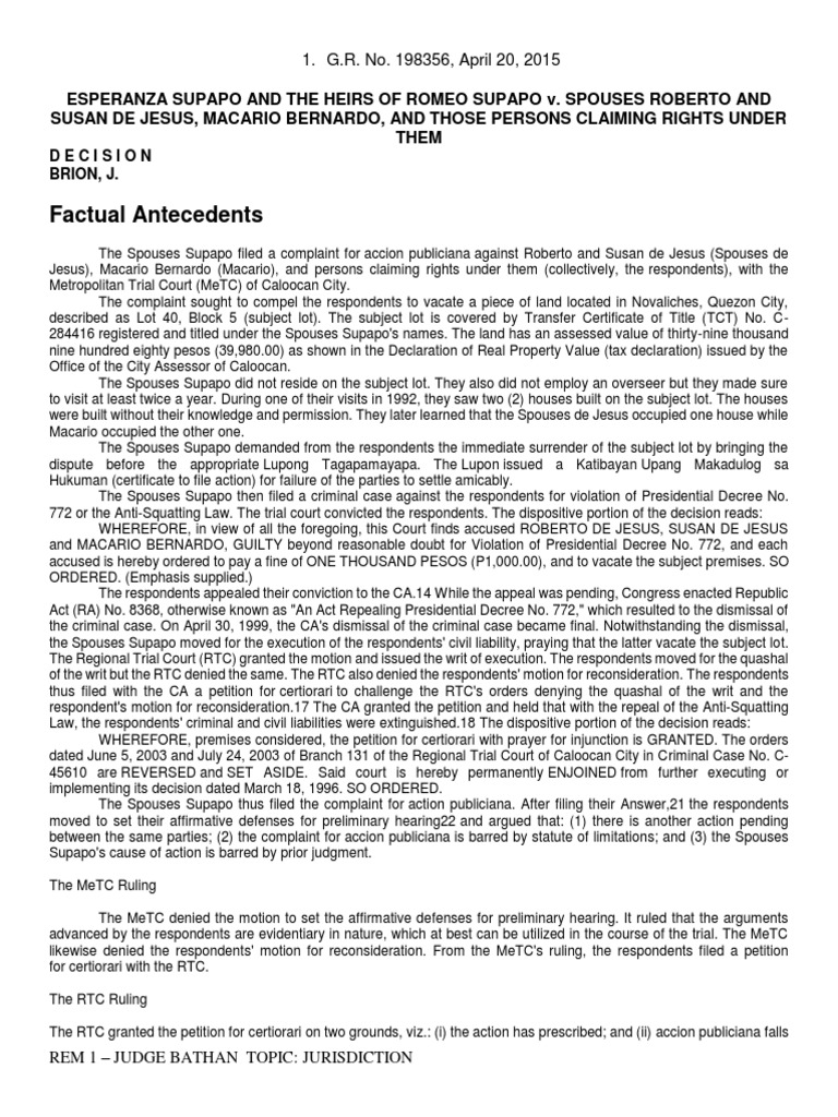 REM Batch1 Cases | PDF | Lawsuit | Legal Procedure