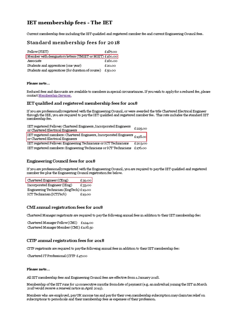 IET Membership Fees | PDF | Government Finances | Science And Technology